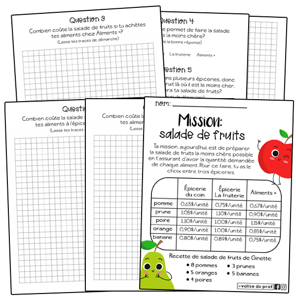 Mission: salade de fruits (multiplier les nombres décimaux) – Valiseduprof